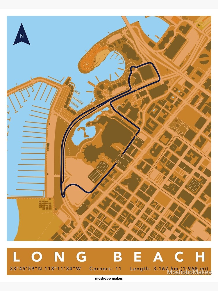 "Long Beach | Track Map for Poster Wall Art | IMSA Poster" Poster for ...