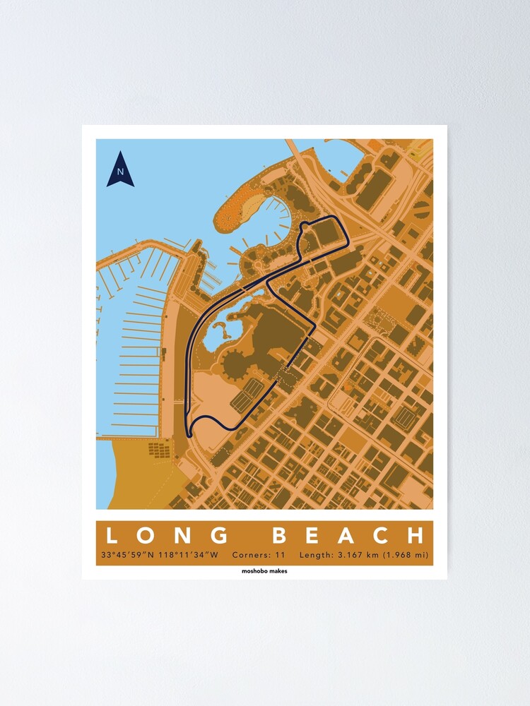 "Long Beach | Track Map for Poster Wall Art | IMSA Poster" Poster for ...