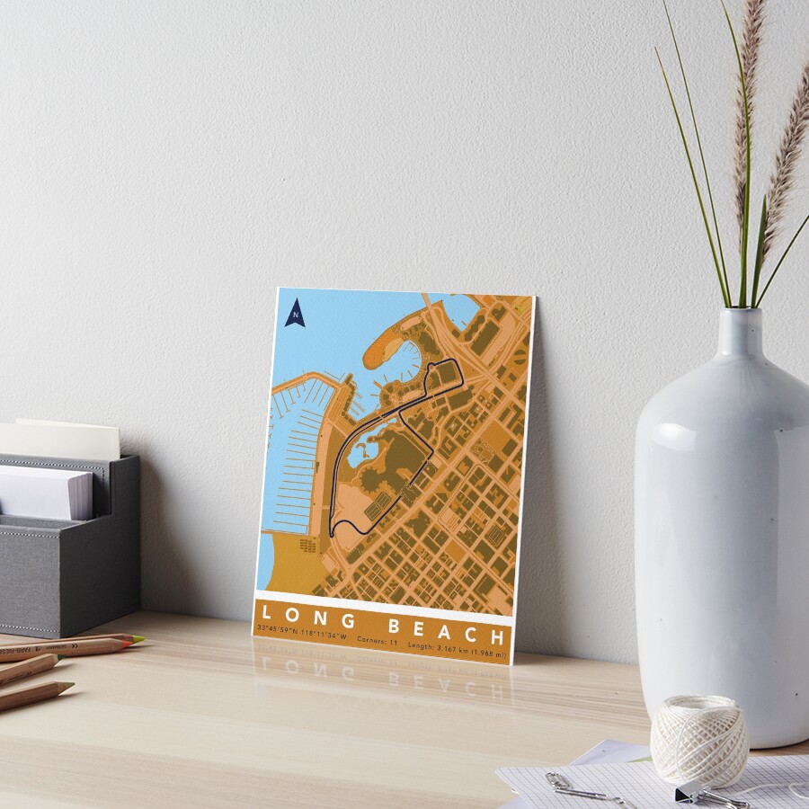 "Long Beach | Track Map for Poster Wall Art | IMSA Poster" Art Board ...