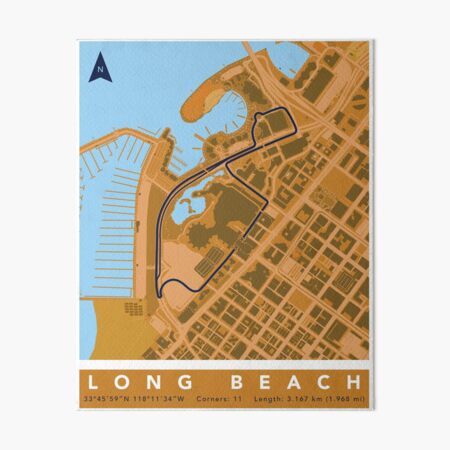 "Long Beach | Track Map for Poster Wall Art | IMSA Poster" Art Board ...
