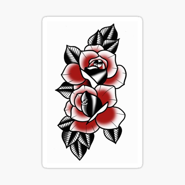 "Fkj tattoo flash red rose " Sticker for Sale by ReganPacocha | Redbubble