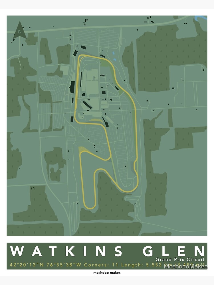 Watkins Glen | Track Map for Poster Wall Art | IMSA Poster Premium ...