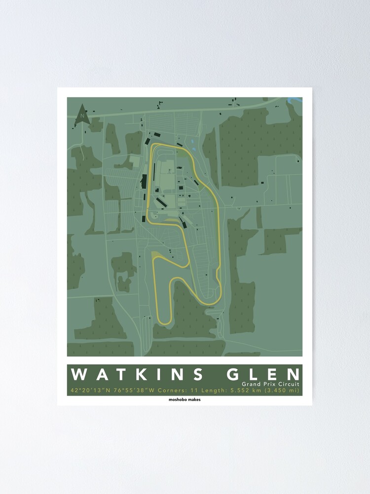 "Watkins Glen | Track Map for Poster Wall Art | IMSA Poster" Poster for ...