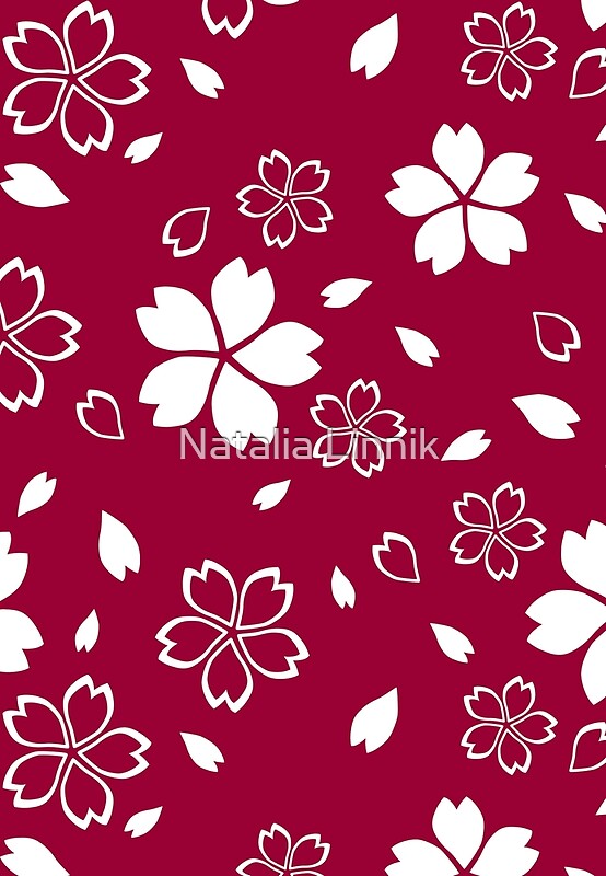"Japanese Red Kimono Fabric Pattern" by Natalia Linnik | Redbubble
