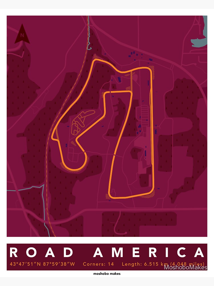"Road America | Track Map for Poster Wall Art | IMSA Poster" Sticker ...