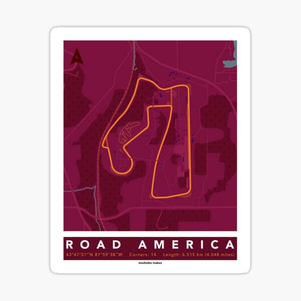 "Road America | Track Map for Poster Wall Art | IMSA Poster" Sticker ...