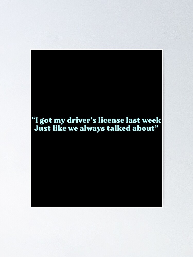 Póster «Diseño de la letra de la canción de la licencia de conducir ...