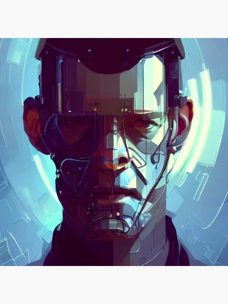 "Cyberface Design | Dall E 2 | Midjourney | ai artwork" Sticker for ...