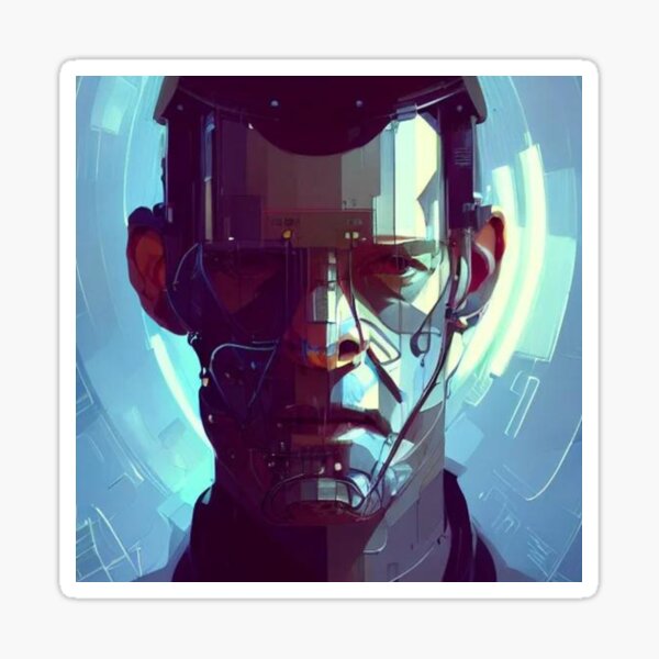 "Cyberface Design | Dall E 2 | Midjourney | ai artwork" Sticker for ...