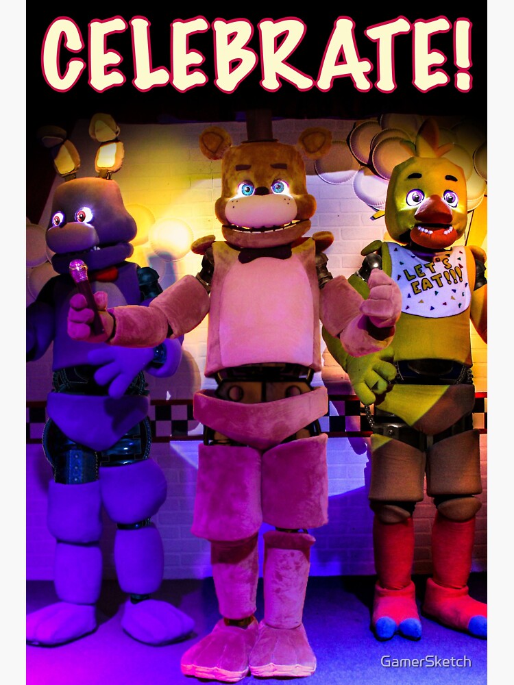Fnaf Celebrate Poster Sticker For Sale By Gamersketch Redbubble