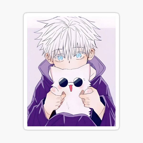 "Satoru Gojo with cat cute" Sticker for Sale by PiotrHeinrich | Redbubble