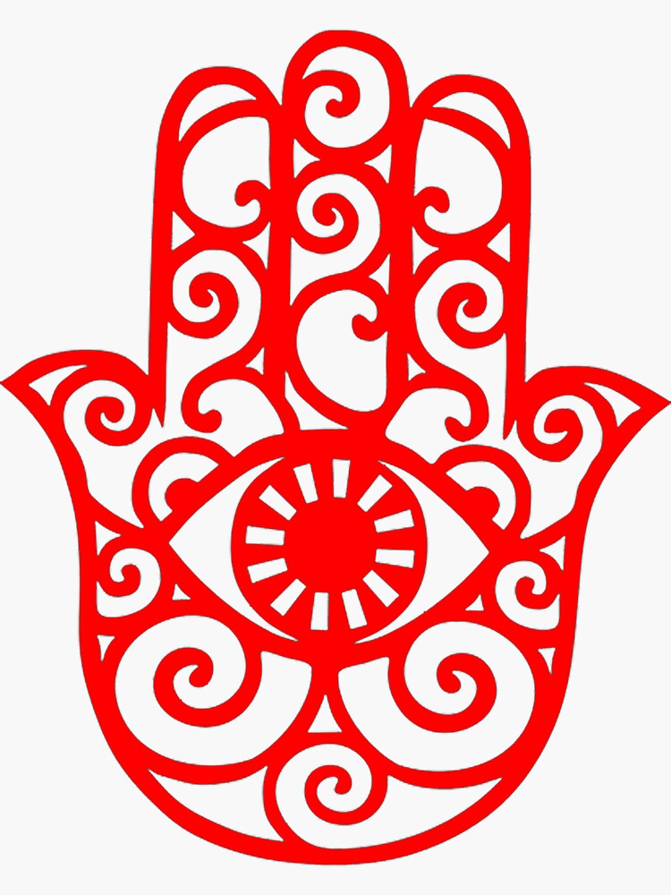 "Red and White Hamsa Hand Drawing" Sticker for Sale by Summer-Winter ...