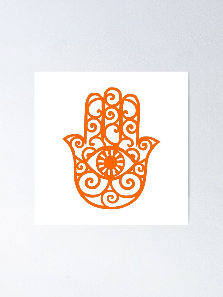 "Orange and White Hamsa Hand Drawing" Poster for Sale by Summer-Winter ...
