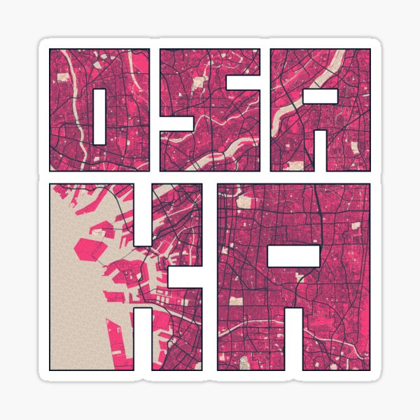 "Osaka City Map of Japan - Blossom" Sticker for Sale by deMAP | Redbubble