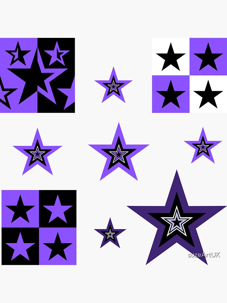 "Purple and black goth stars" Sticker for Sale by suzeArtUK | Redbubble