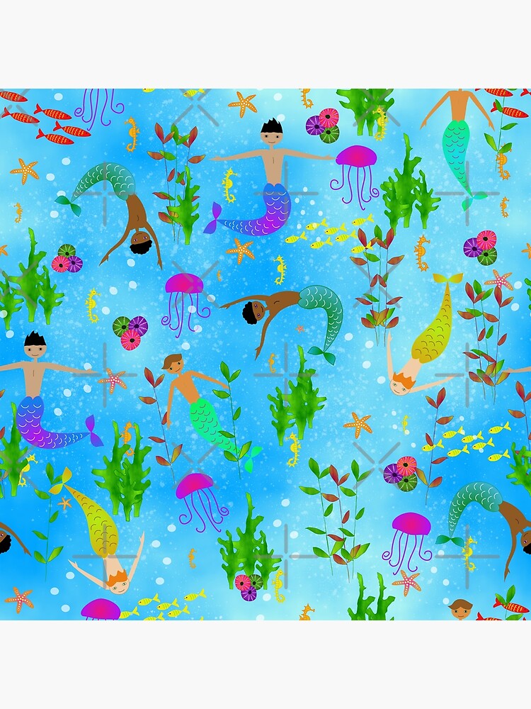 "Merboys Under The Sea" Poster for Sale by MerryMakewell | Redbubble