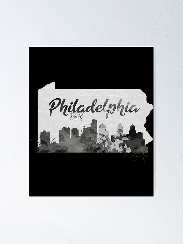 "Philadelphia Philly Skyline Pennsylvania State Outline Pride" Poster ...