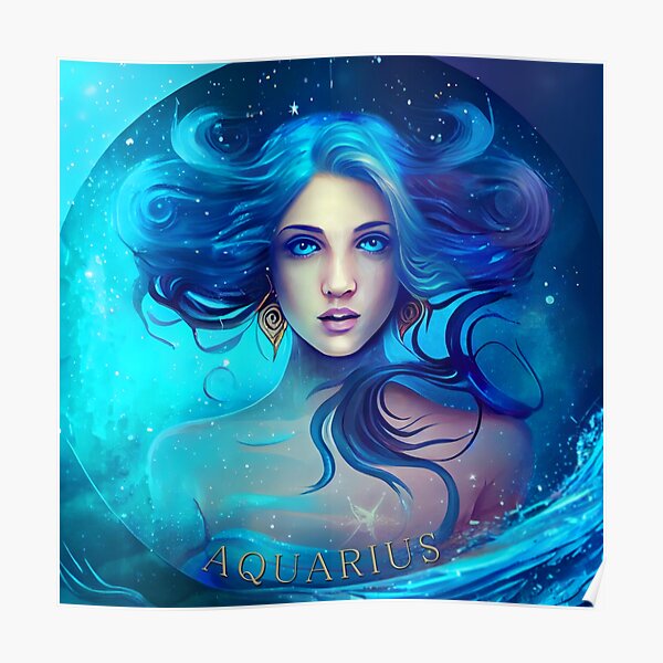 "Zodiac Sign AQUARIUS - Fantasy Illustration of Aquarius" Poster for Sale by KOTOdesign | Redbubble