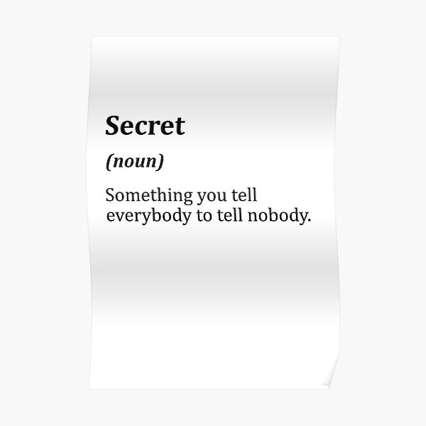 "Secret Word Definition Dictionary Definition" Poster for Sale by ...