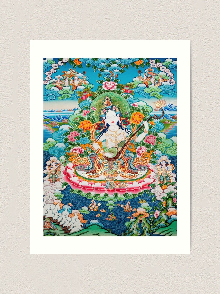 " Saraswati The All-Pervading Goddess of Art Buddhist Thangka" Art ...