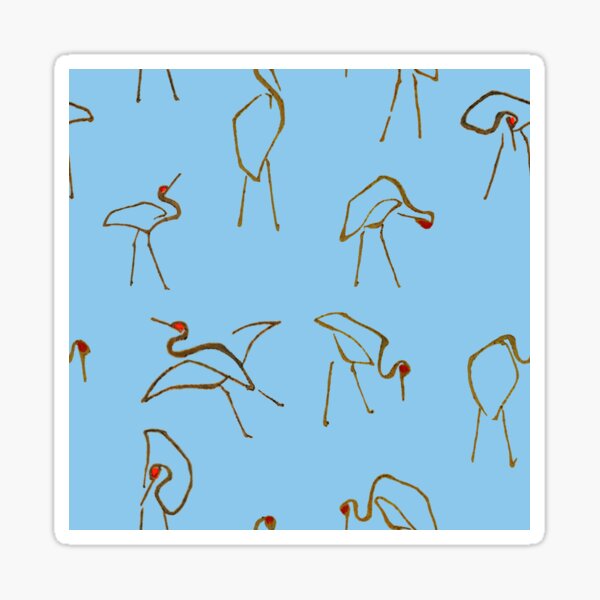 "Bird Pattern (sky blue) | Japanese Edo Art" Sticker for Sale by ...