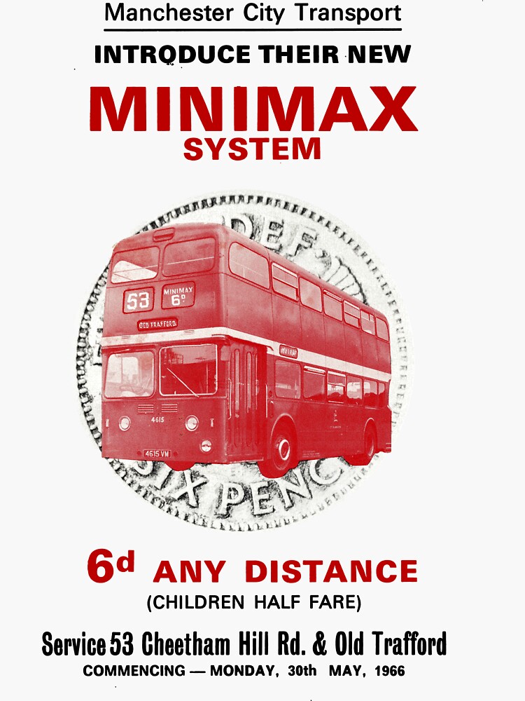"1960s MANCHESTER BUS TIMETABLE" Sticker for Sale by ThrowbackAds ...