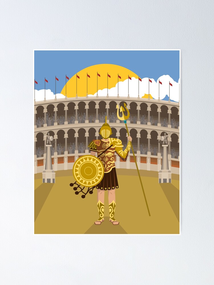 "retiarius gladiator with trident and net" Poster by matintheworld ...