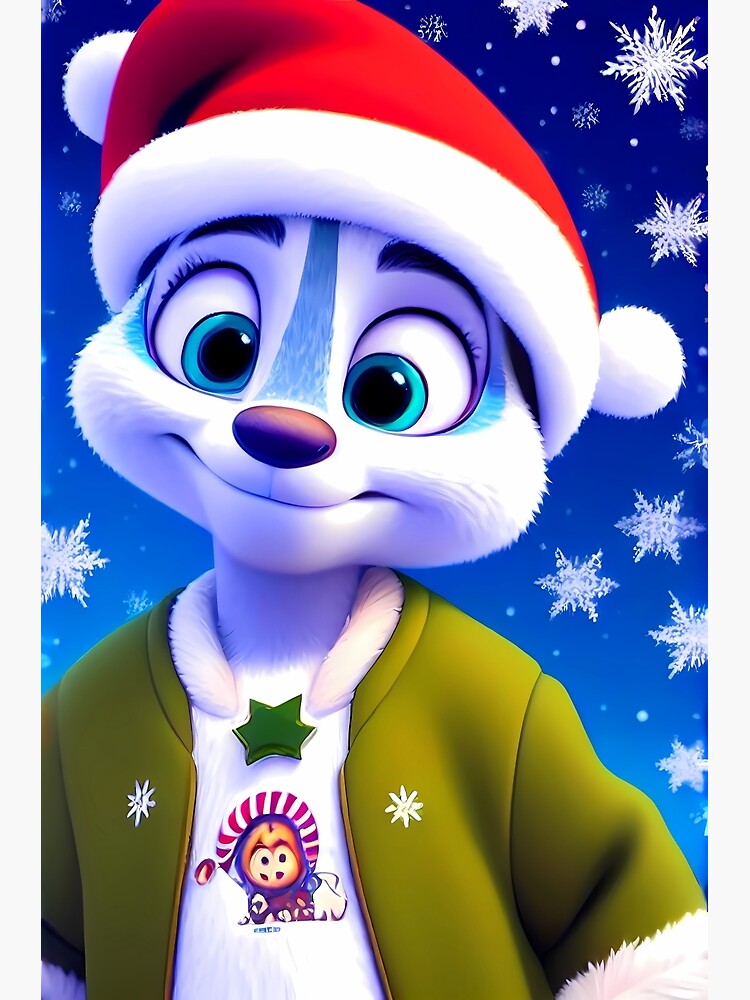 "Friendly Christmas Snow Leopard - Leo" Poster for Sale by ...