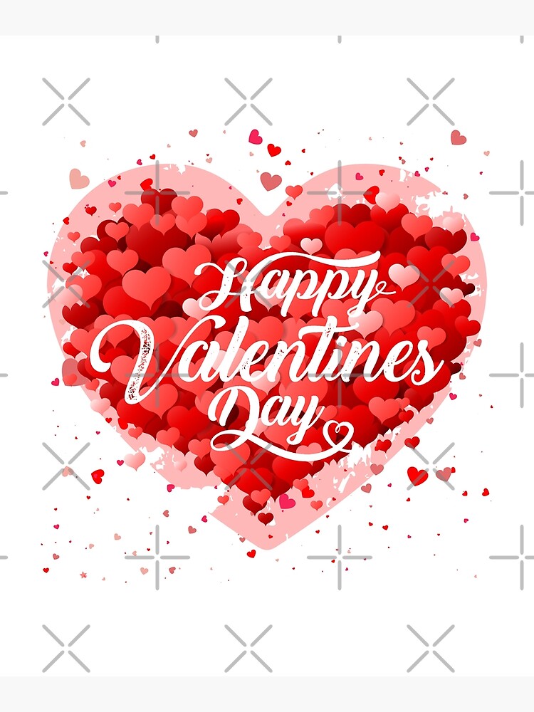 Lámina fotográfica «Happy Valentine's Day utiliza muchos corazones como ...