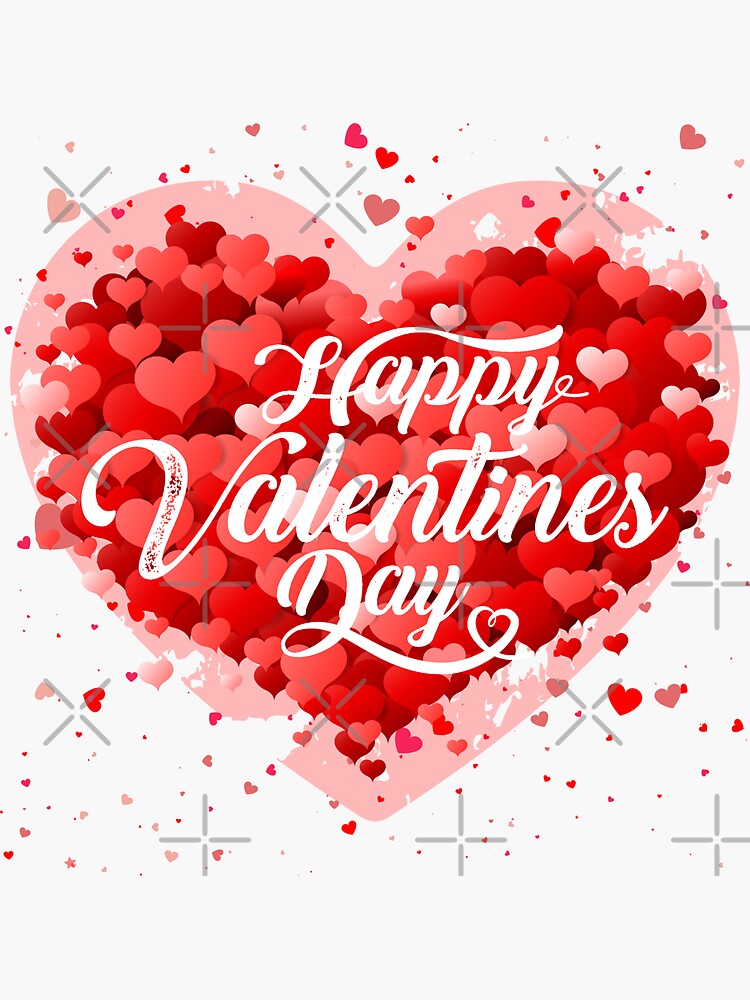 Pegatina «Happy Valentine's Day utiliza muchos corazones como elementos ...