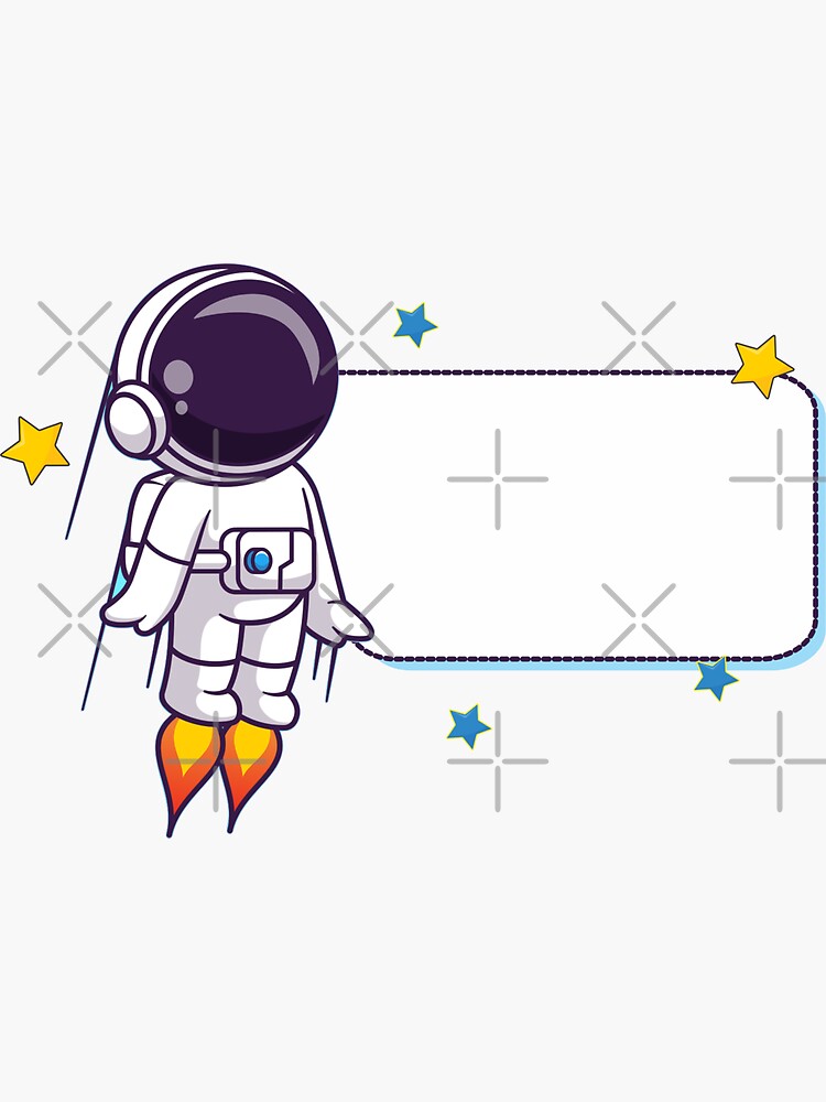 "Astronaut sticker with space to write a note, Colorful, Space ...
