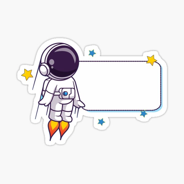 "Astronaut sticker with space to write a note, Colorful, Space ...