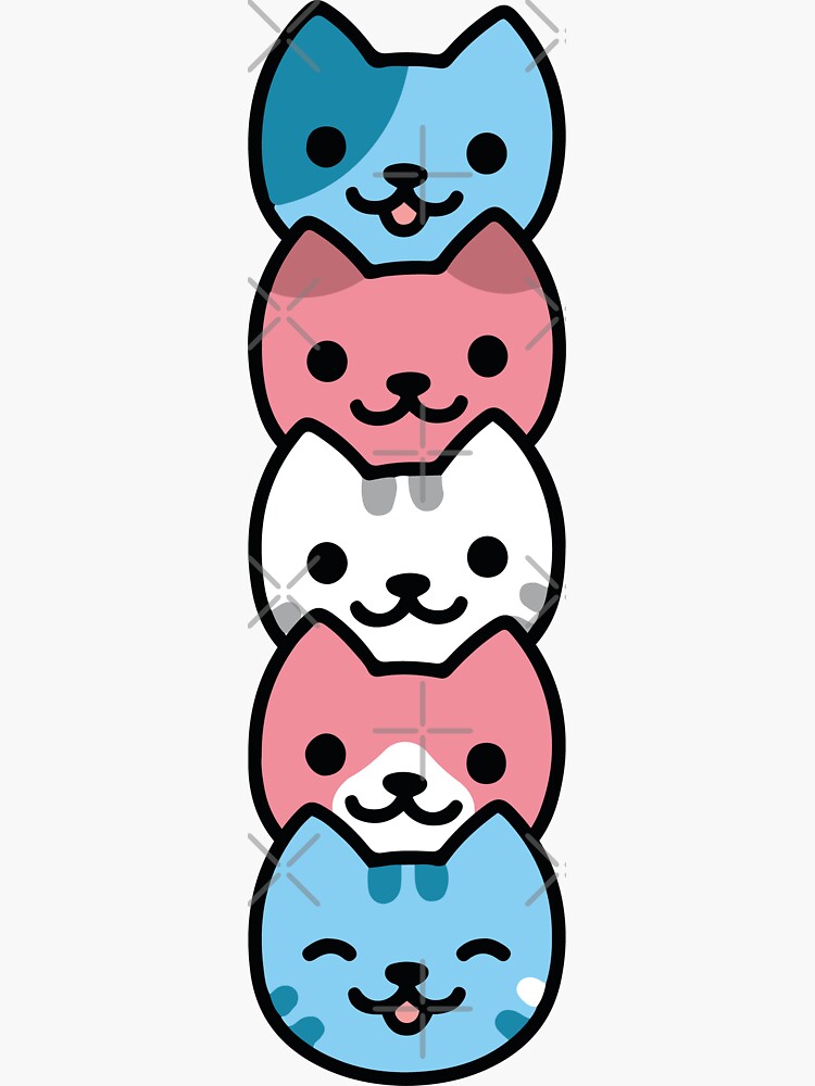 Trans Pride Cute Kawaii Cats Pile Lgbtq Transgender Flag Sticker For