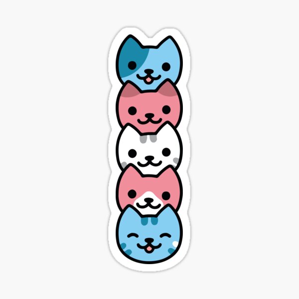 "Trans Pride Cute Kawaii Cats Pile LGBTQ Transgender Flag" Sticker for ...