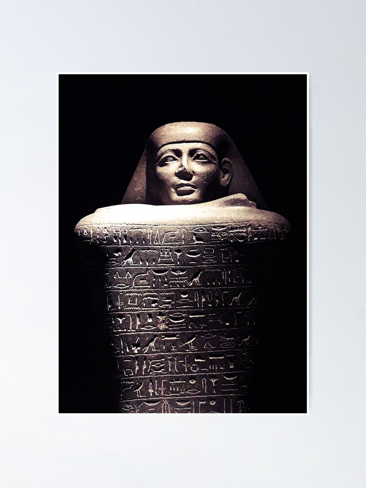 "cube statue and Hieroglyphs, Yamunedjeh, scribe, XVIII dynasty, Luxor ...