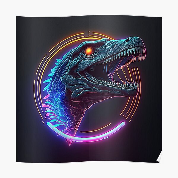 "Neon Velociraptor " Poster for Sale by fallen1art | Redbubble