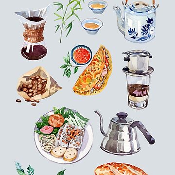 "Assorted Vietnamese Food" Sticker for Sale by Alicia Chee | Redbubble