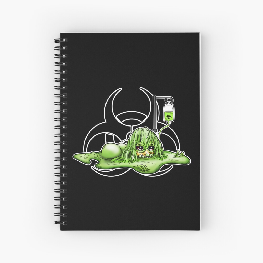 "Toxic Waste Ooze Girl with Biohazard Symbol IV Drip" Spiral Notebook ...