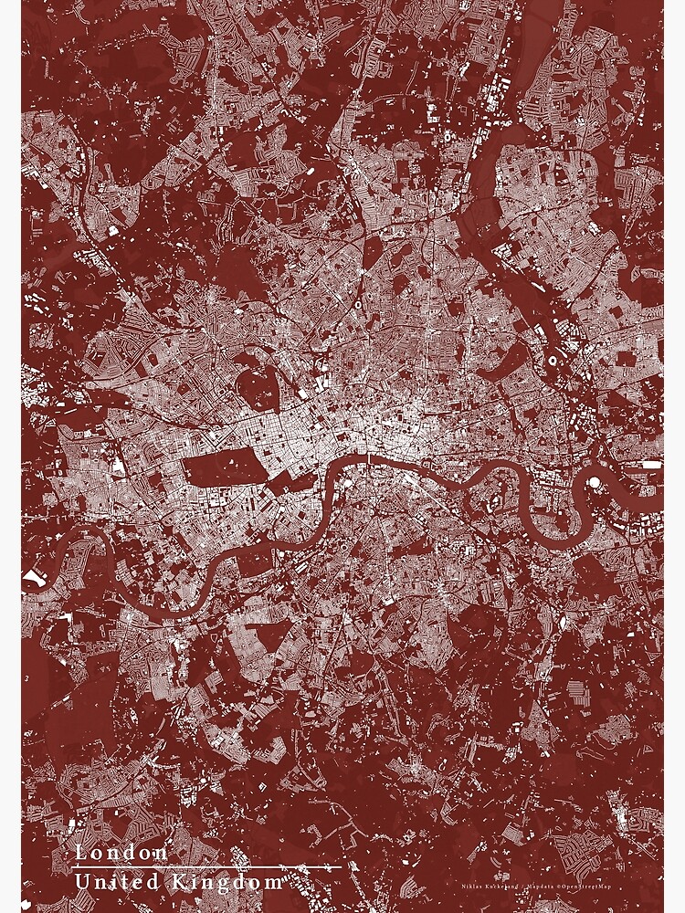 London - City Map / Map / Figure Ground Plan - Red Borderless Premium ...
