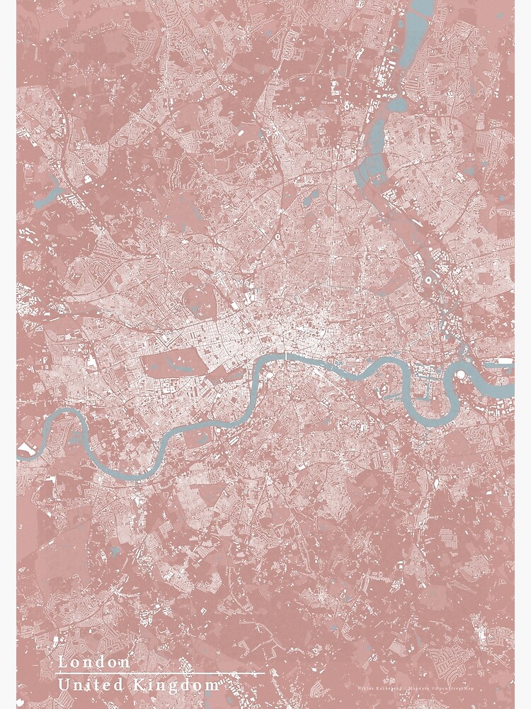 London - City Map / Map / Figure Ground Plan - Colored Antique Pink And ...