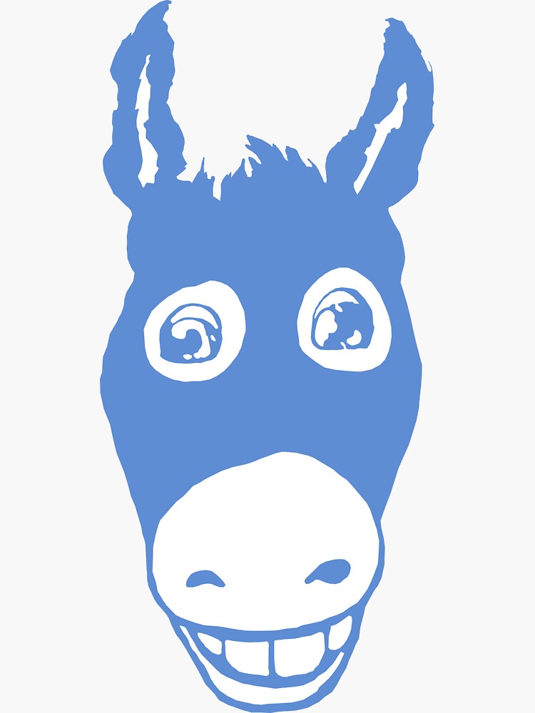 "Smiling donkey blue" Sticker for Sale by JeanPierrePinu | Redbubble