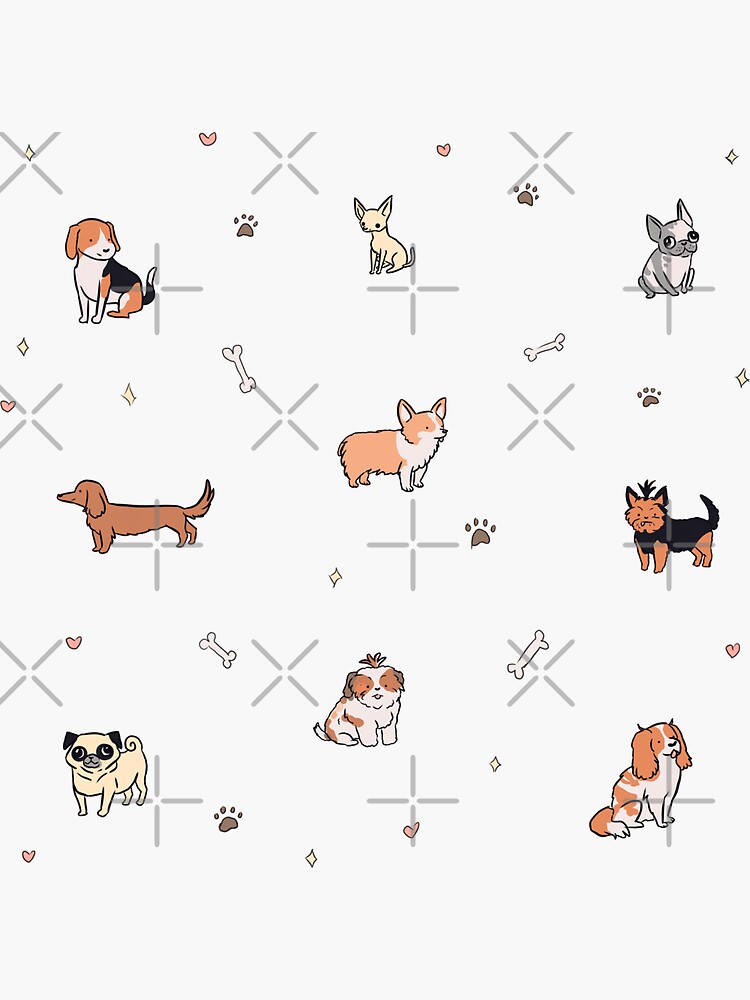 "Small dogs stickers pack" Sticker for Sale by Yarafantasyart | Redbubble