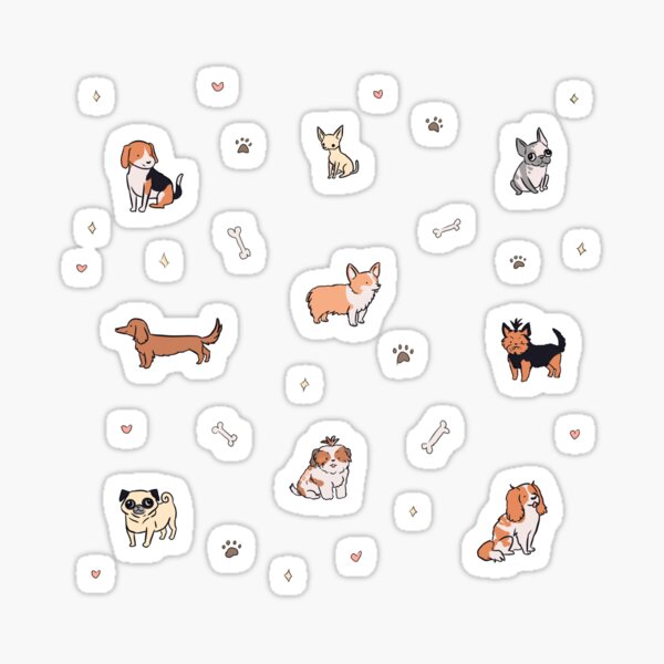 "Small dogs stickers pack" Sticker for Sale by Yarafantasyart | Redbubble