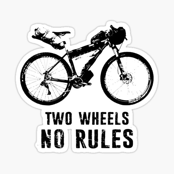 "Two Wheels No Rules Bikepacking" Sticker for Sale by esskay | Redbubble