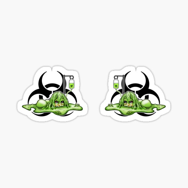 "Toxic Waste Ooze Girl with IV Drip Biohazard Symbol" Sticker for Sale ...