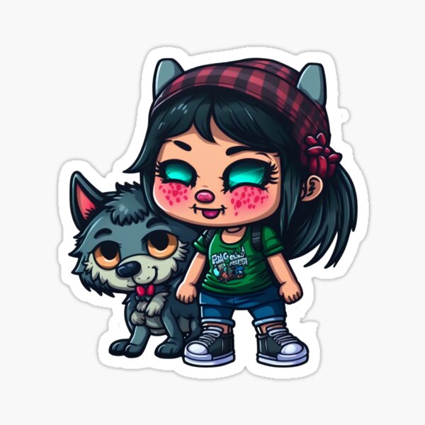 "Chibi Girl and Wolf" Sticker for Sale by flowinglobe | Redbubble
