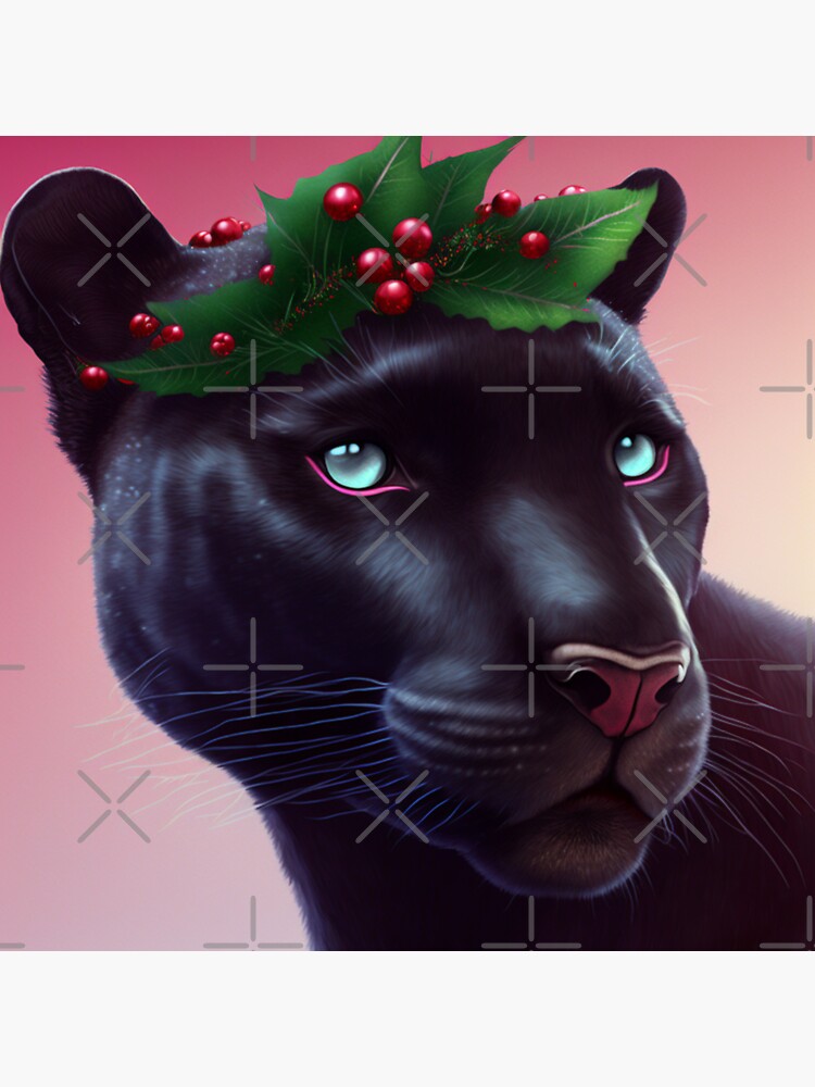 "Christmas Panther" Sticker for Sale by AffirmDSG | Redbubble