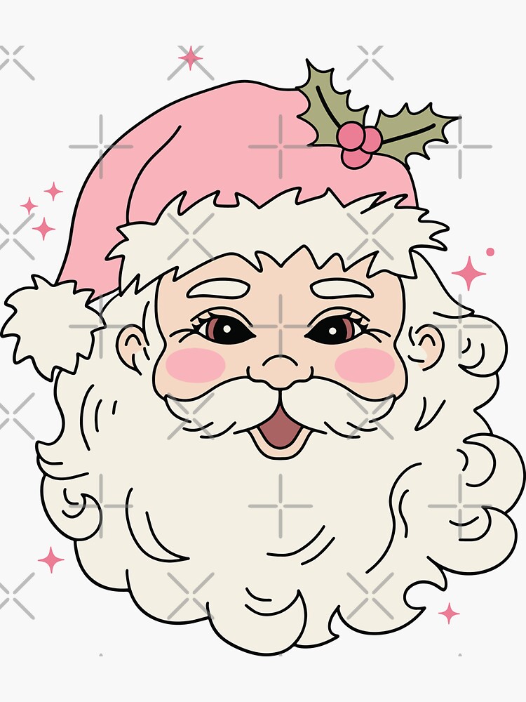 "Cute Retro Vintage Pink Santa Claus" Sticker for Sale by rockermartin ...