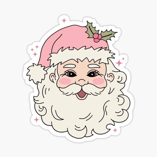 "Cute Retro Vintage Pink Santa Claus" Sticker for Sale by rockermartin ...