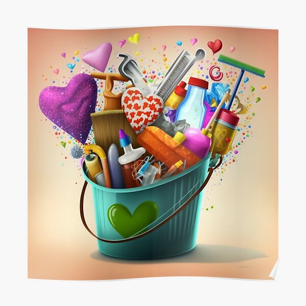 "Super Cleaning Bucket" Poster for Sale by RoboLuna | Redbubble